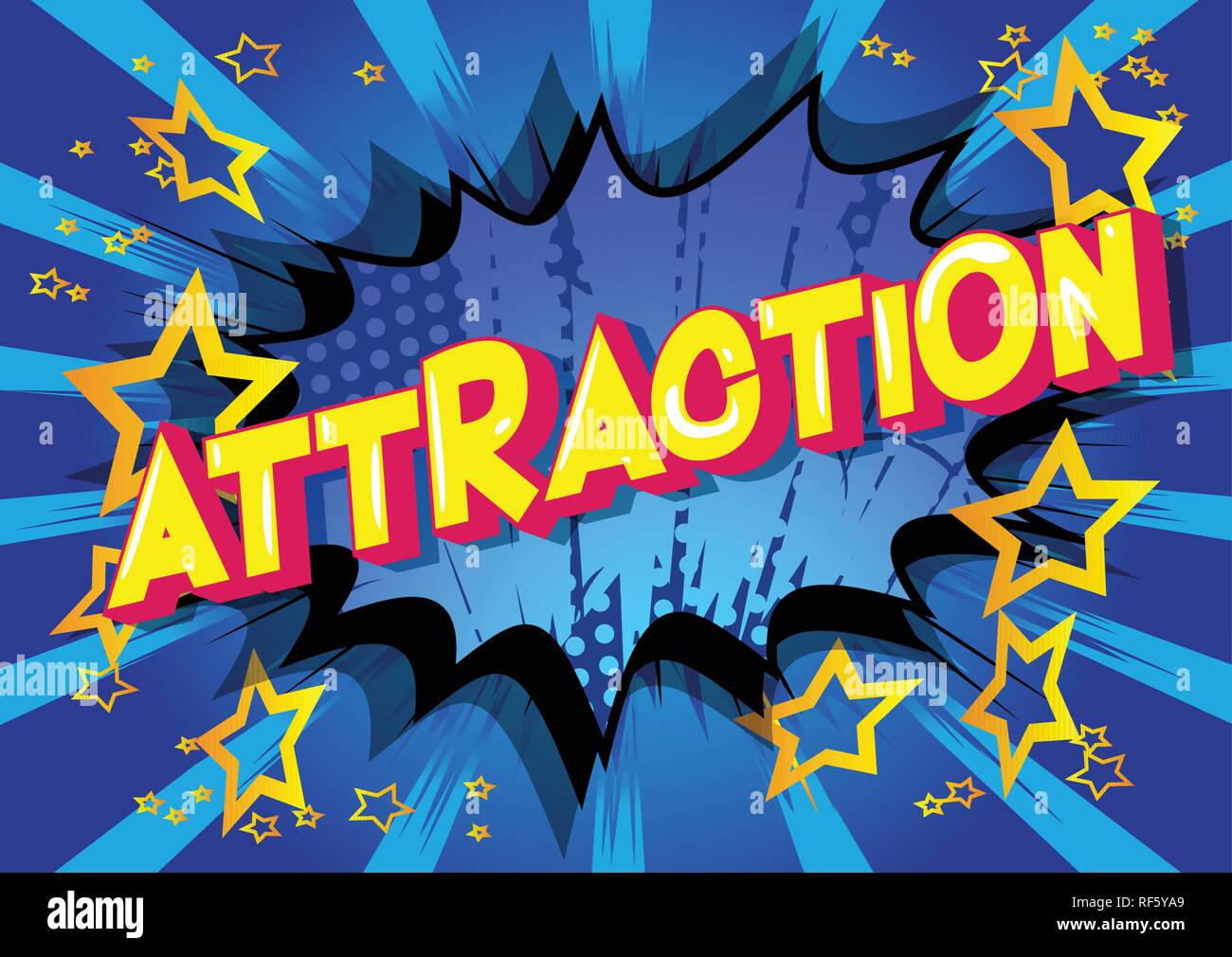 Attraction Vector Illustrated Comic Book Style Phrase On Abstract