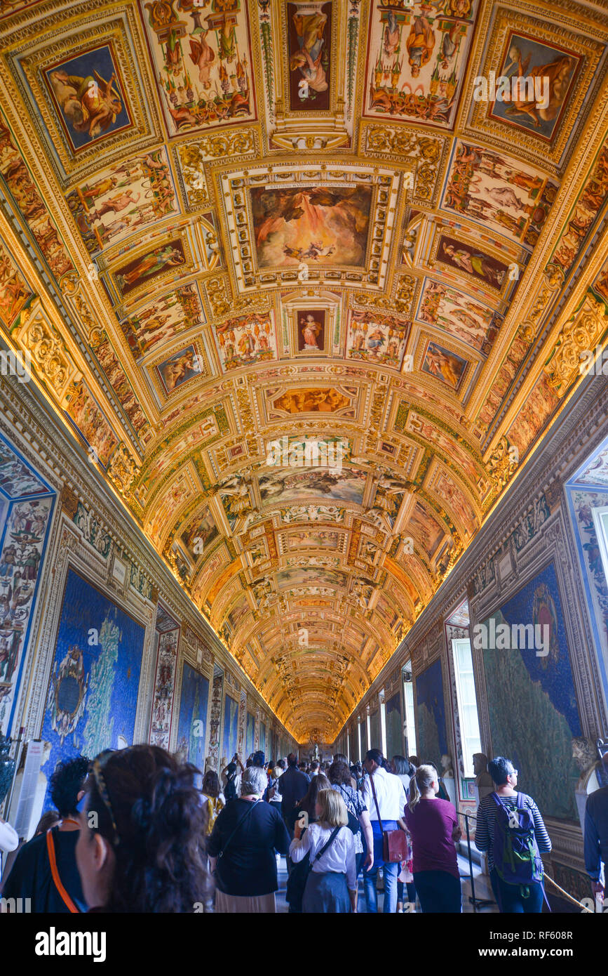 Vatican - Oct 16, 2018. People visit the Vatican Museums. In the museum ...