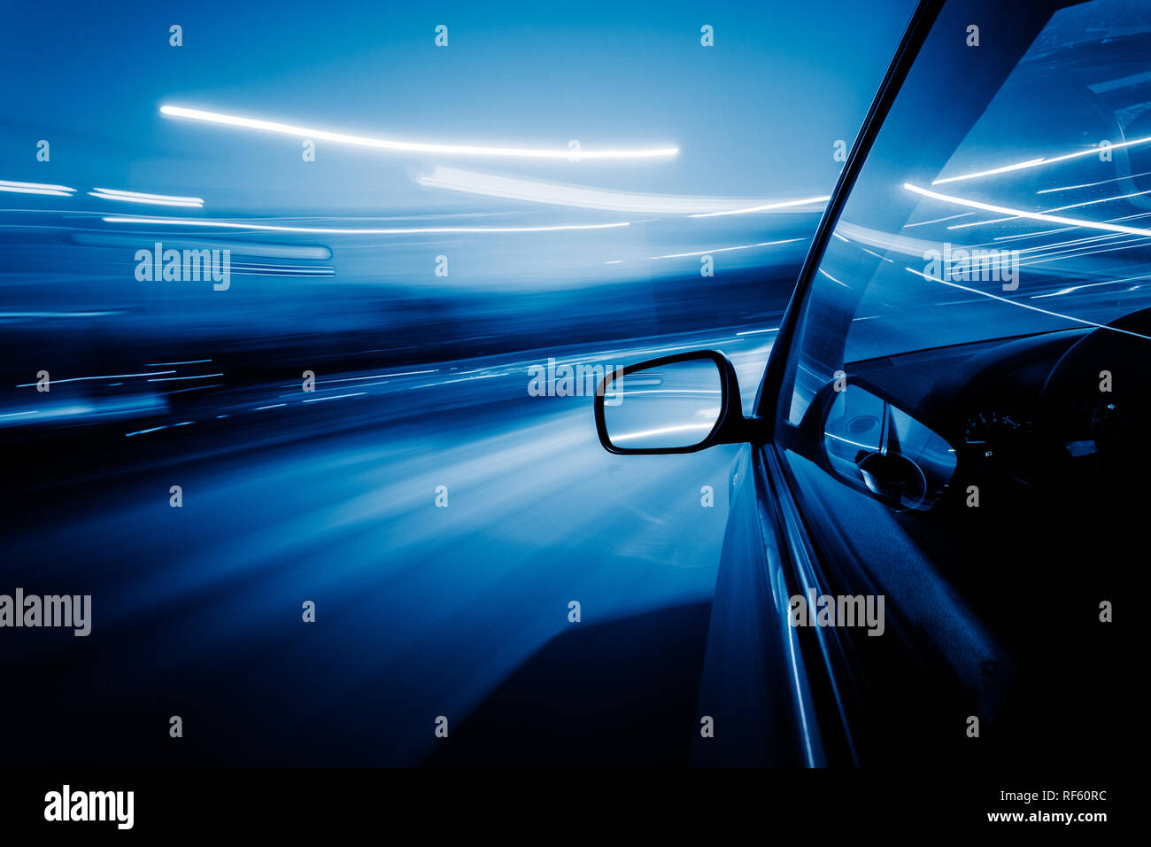 View from Side of Car Going Around Corner, Blurred Motion Stock Photo ...