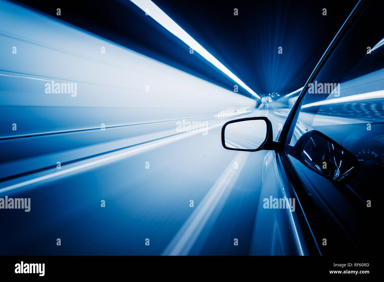 View from Side of Car Going Around Corner, Blurred Motion Stock Photo ...