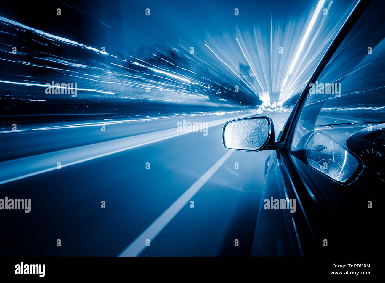 View from Side of Car Going Around Corner, Blurred Motion Stock Photo ...