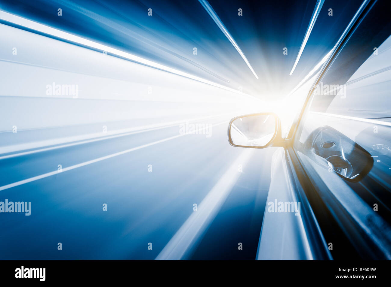 View from Side of Car Going Around Corner, Blurred Motion Stock Photo ...