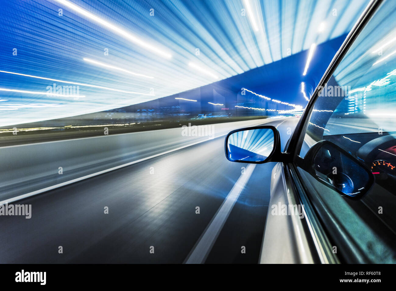 View from Side of Car Going Around Corner, Blurred Motion Stock Photo ...