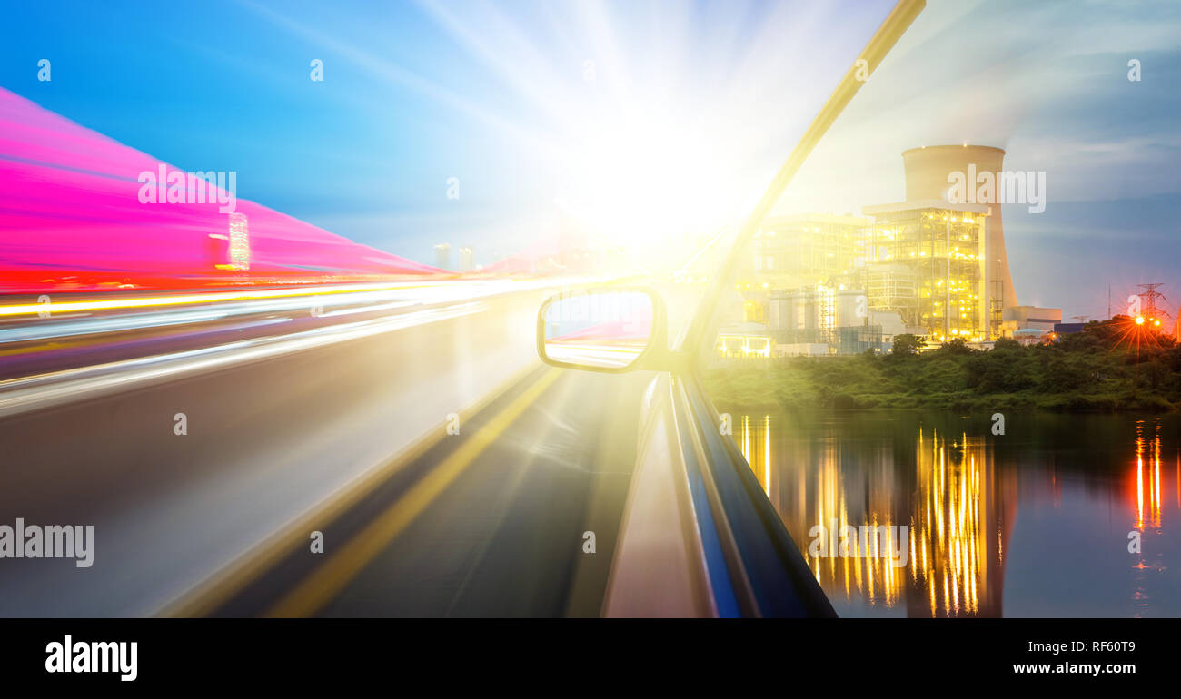 View from Side of Car Going Around Corner, Blurred Motion Stock Photo ...