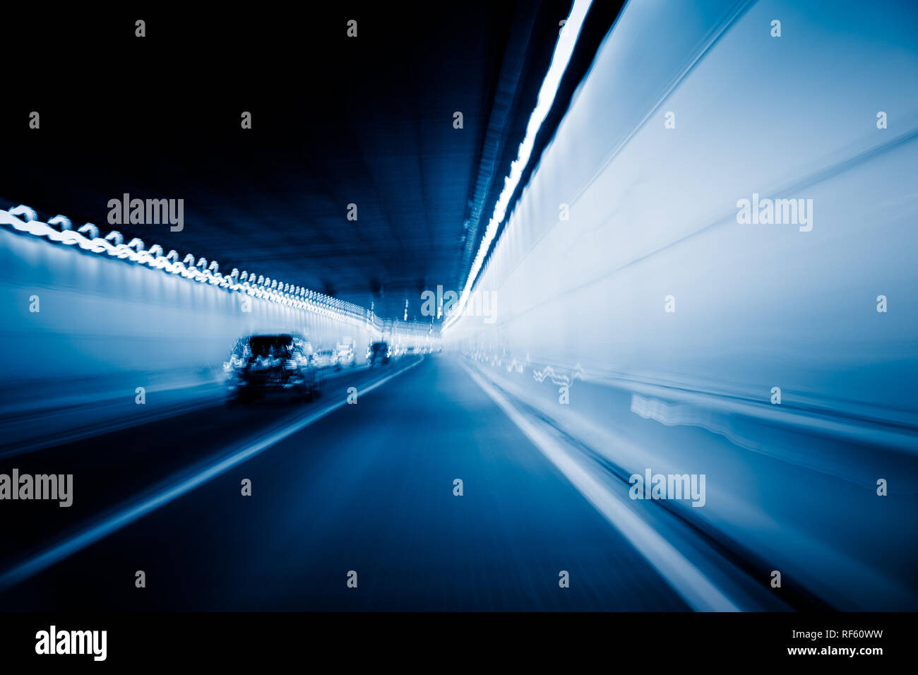 View from Side of Car Going Around Corner, Blurred Motion Stock Photo ...