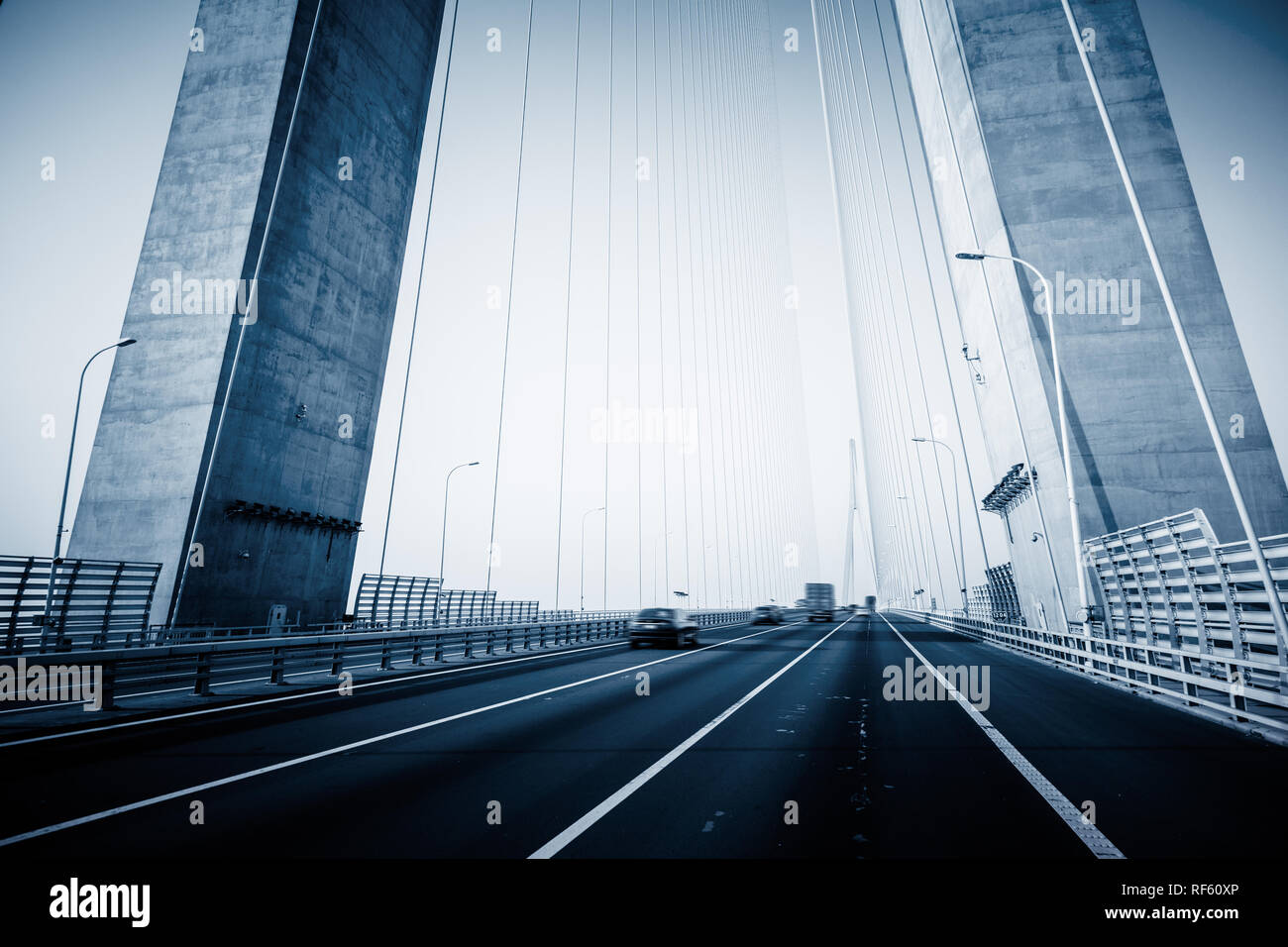 clean freeway with modern bridge of china Stock Photo - Alamy