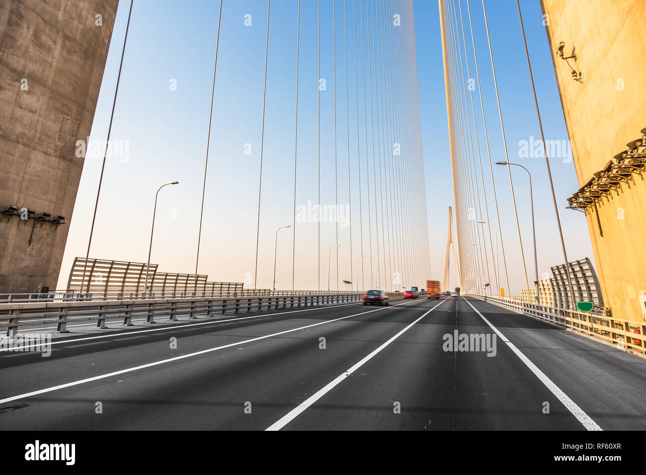 clean freeway with modern bridge of china Stock Photo - Alamy