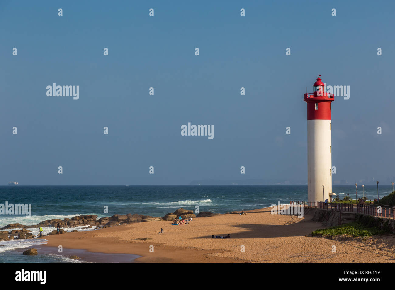 Umhlanga Rocks, South Africa, August 5, 2017: View along the beach ...