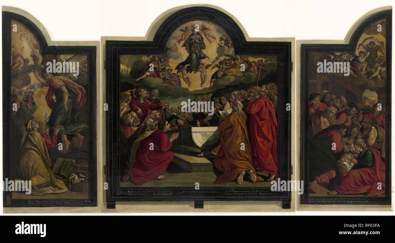 Triptych with the Assumption of Mary. Draughtsman: Paulus Constantijn la Fargue. After Anthonie ...