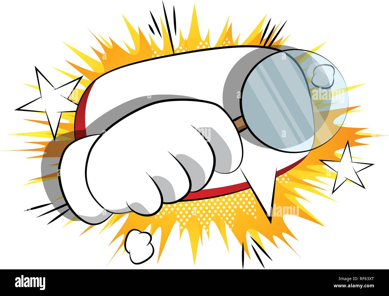 Vector cartoon hand holding a magnifying glass. Illustrated hand ...