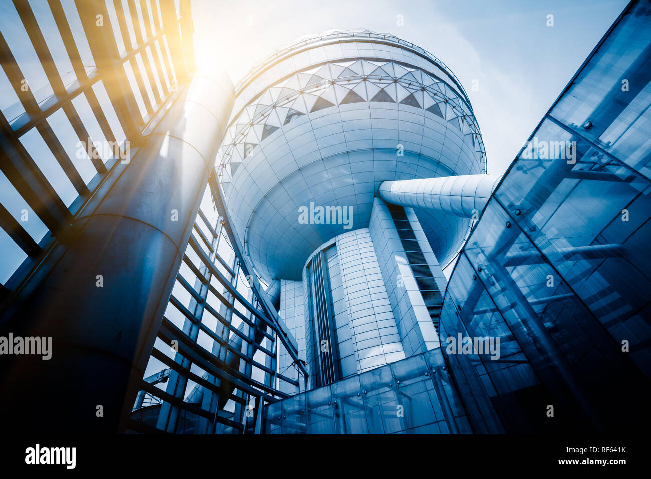 facade of modern office building, blue toned images Stock Photo - Alamy