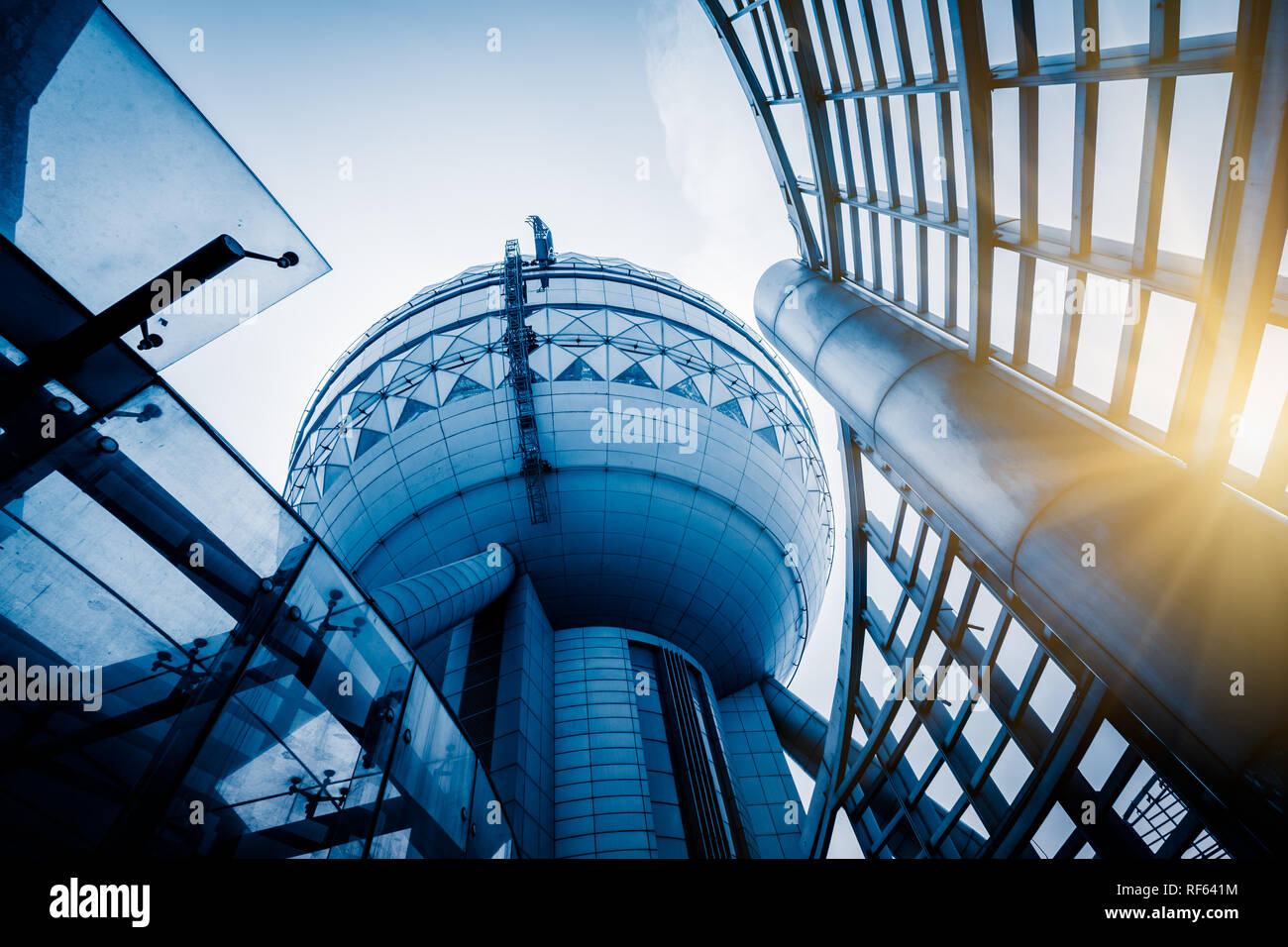 facade of modern office building, blue toned images Stock Photo - Alamy