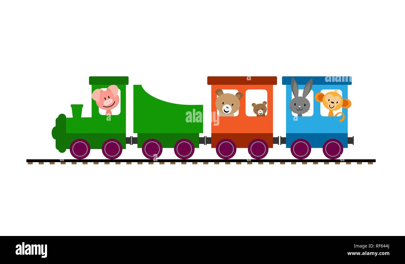 Cartoon railway train animals vector hi-res stock photography and ...