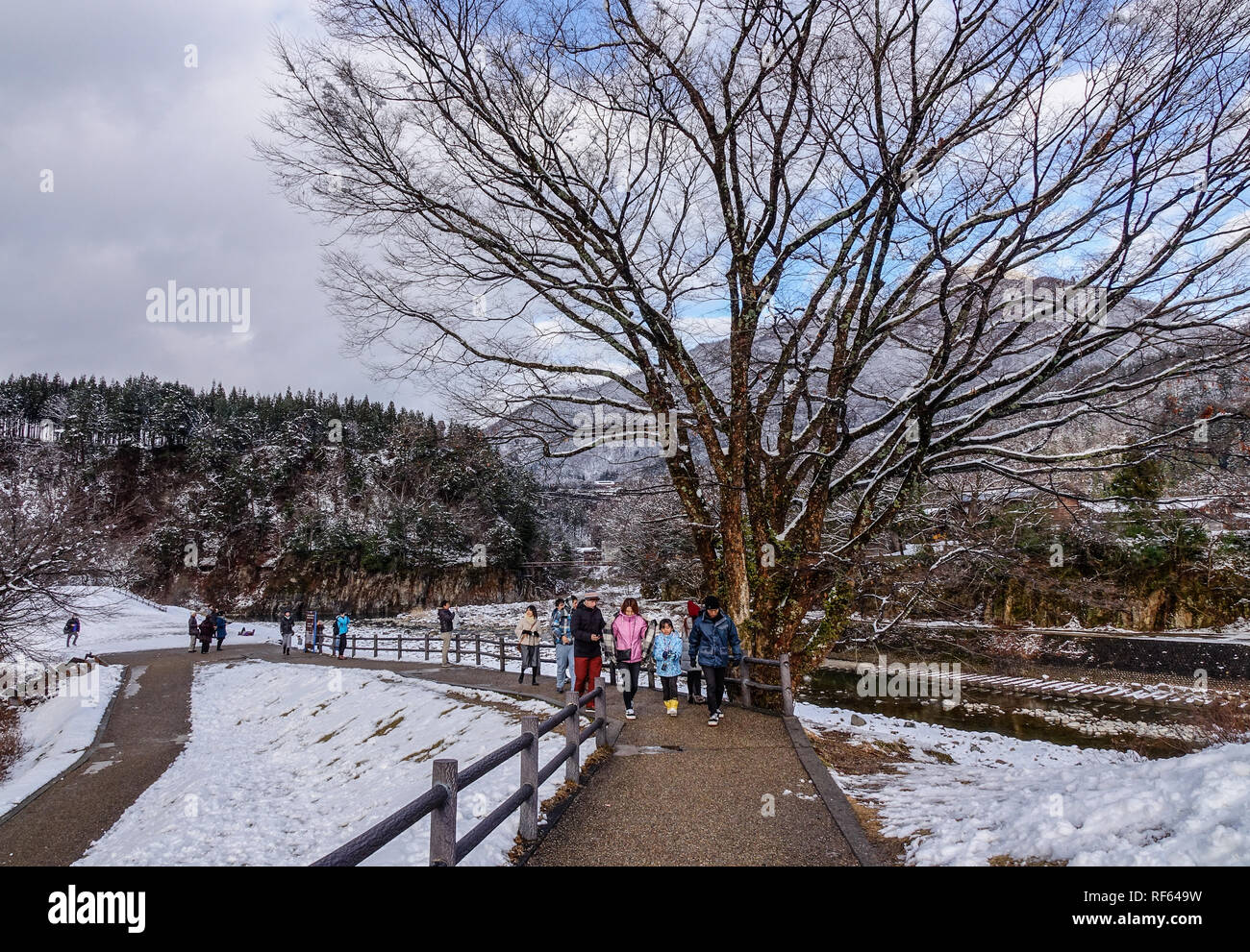 Gifu, Japan - Dec 29, 2015. People visit Historic Village of ...