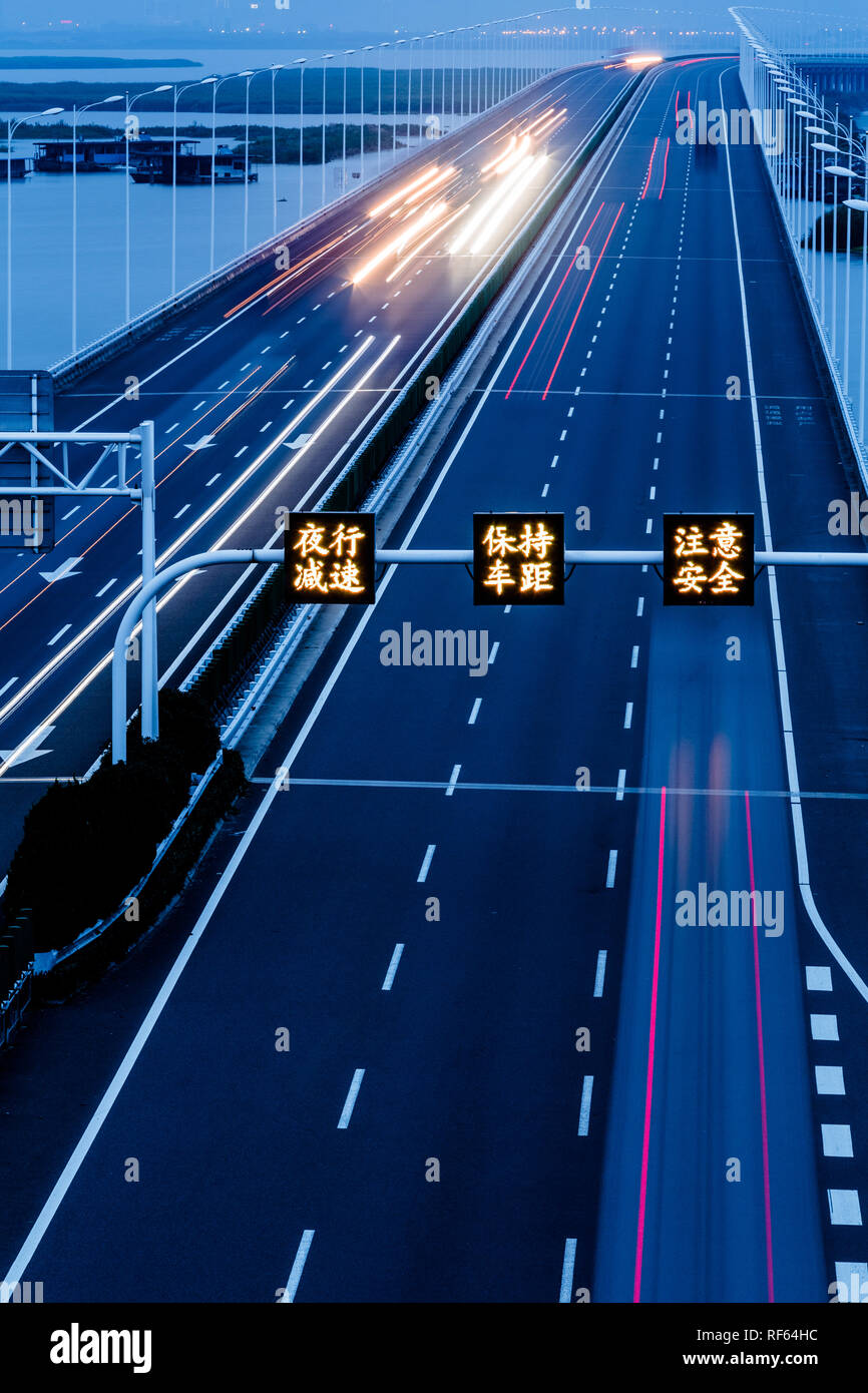 modern freeway bridge at night Stock Photo - Alamy