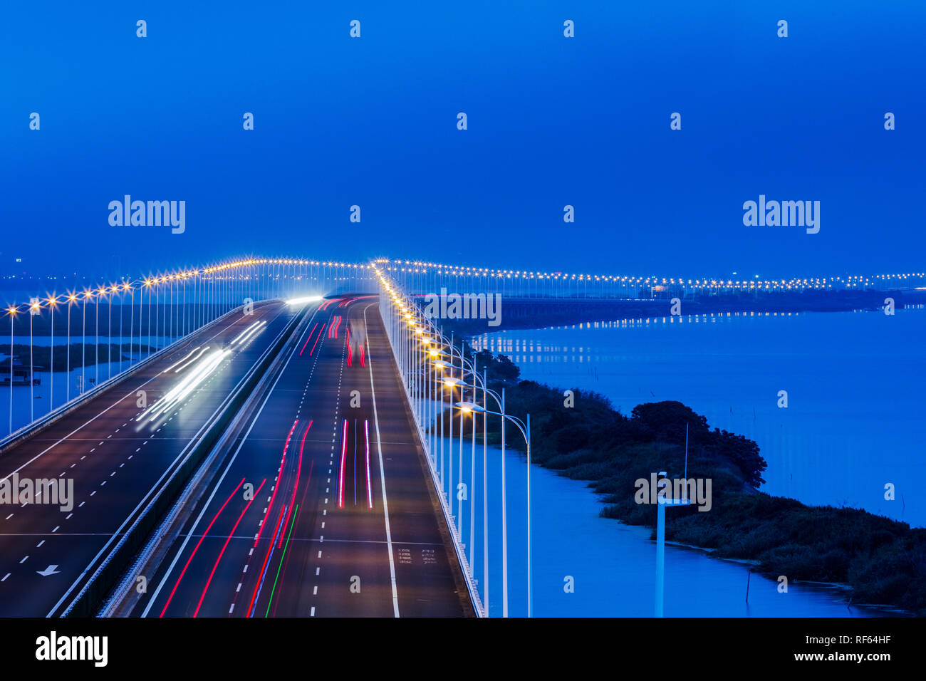modern freeway bridge at night Stock Photo - Alamy