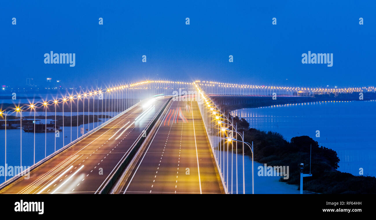 modern freeway bridge at night Stock Photo - Alamy
