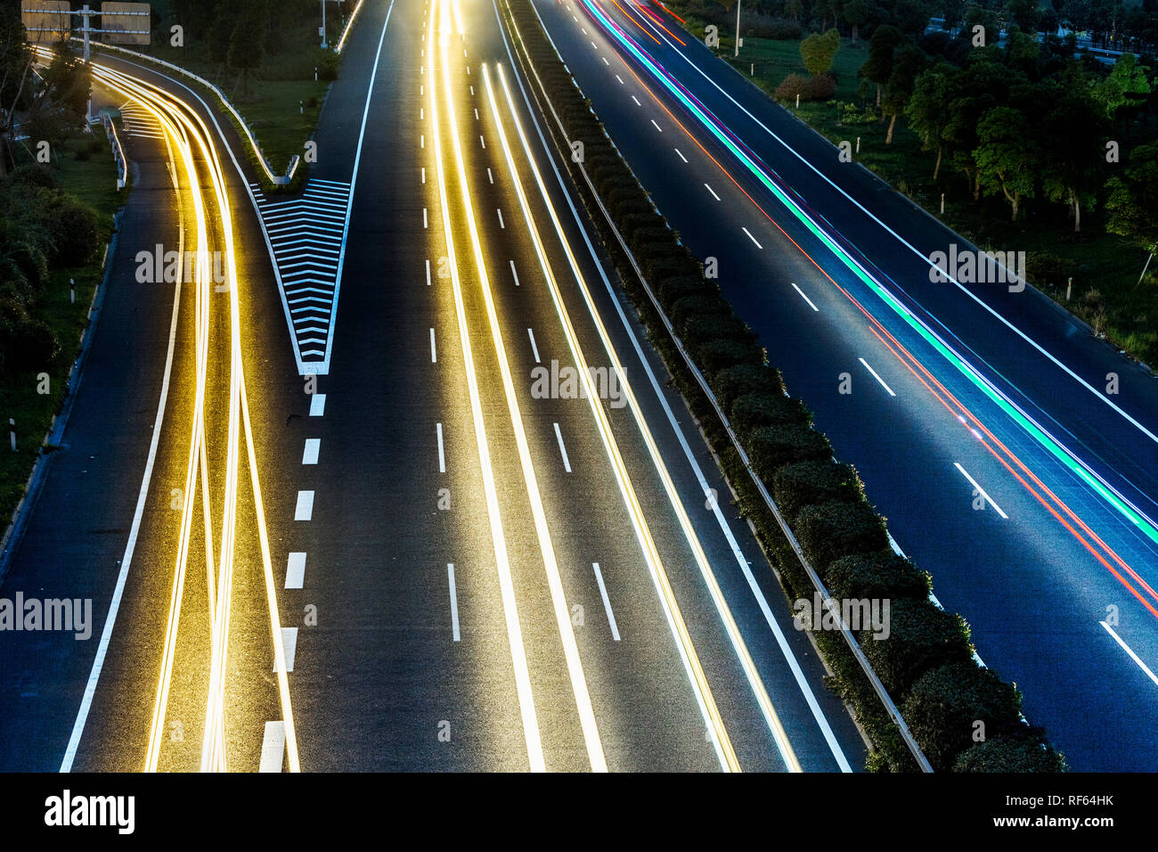 modern freeway bridge at night Stock Photo - Alamy