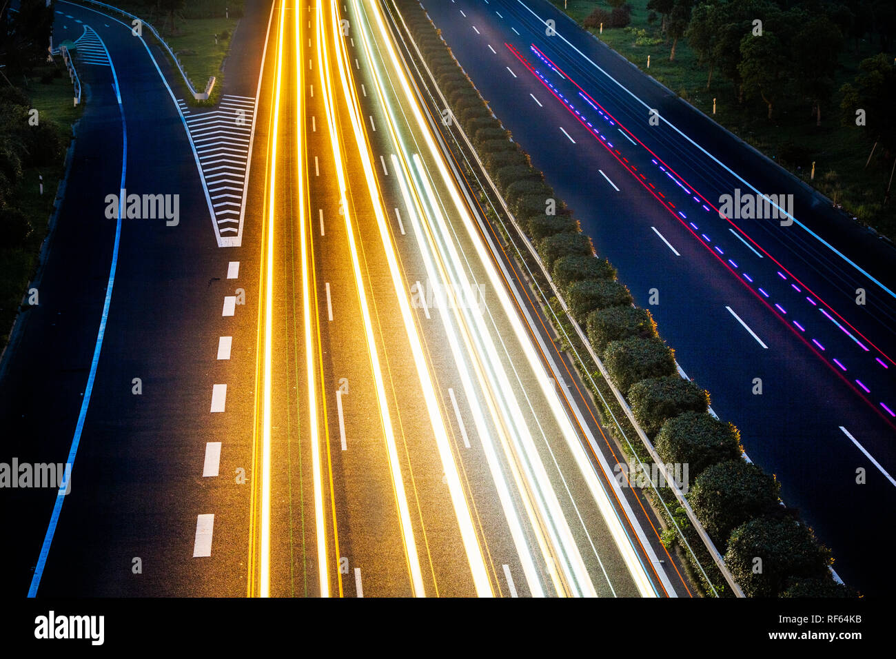 modern freeway bridge at night Stock Photo - Alamy