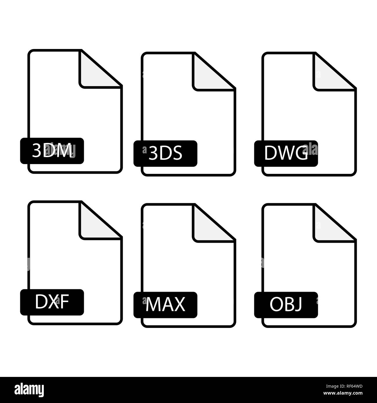 Set of 6 file icons, flat simple illustration Stock Vector Image & Art ...