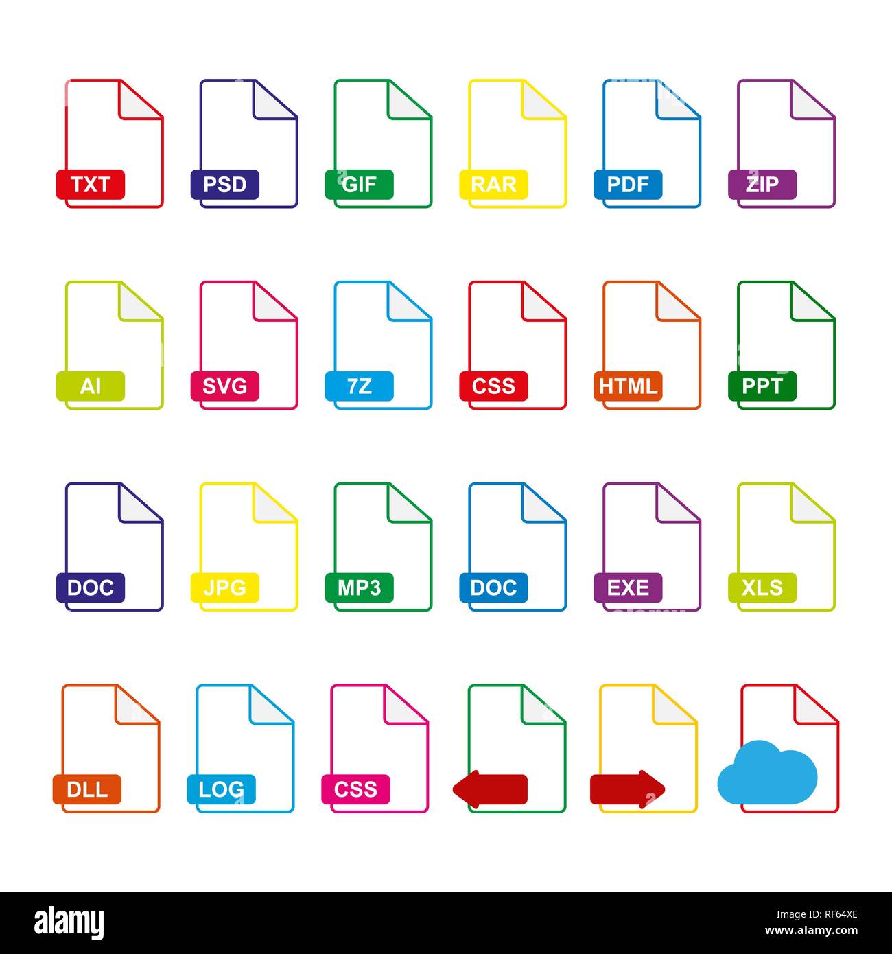 Set of 24 file icons, flat simple illustration Stock Vector Image & Art ...
