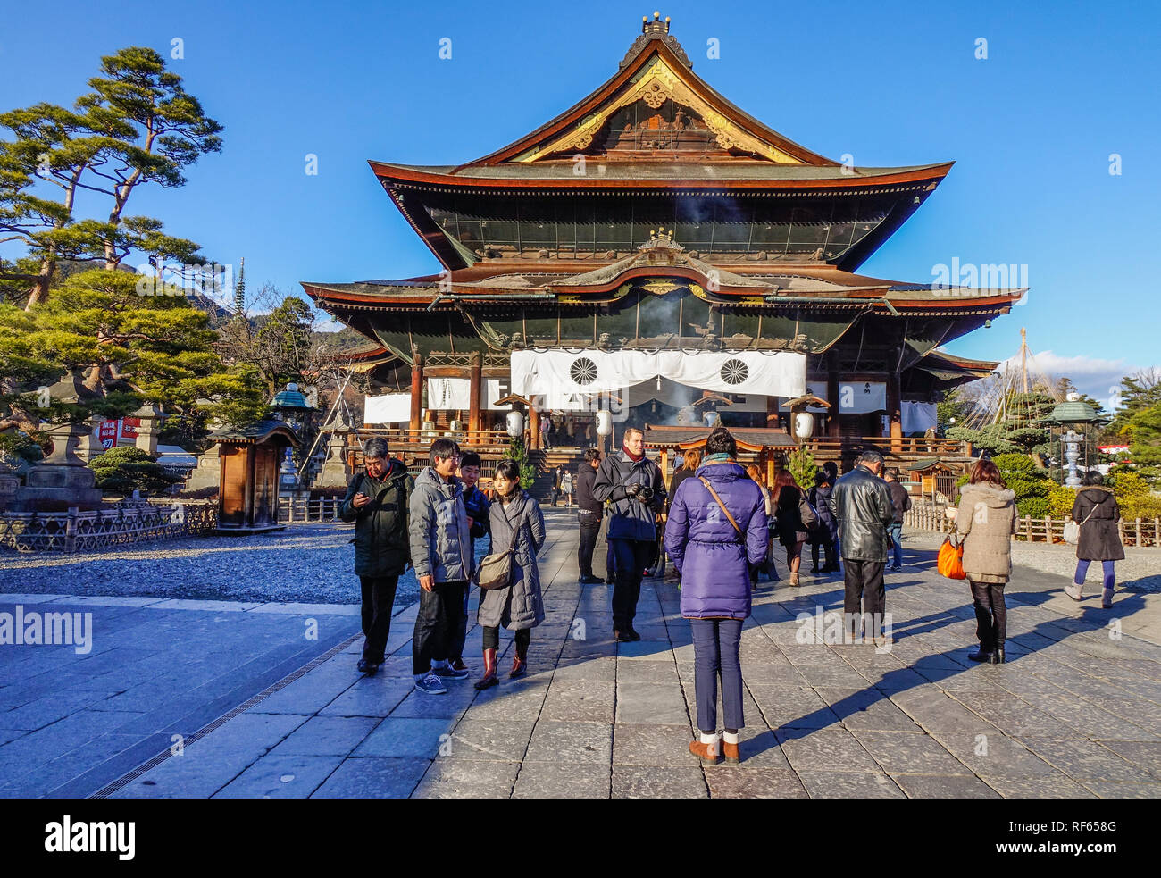 Nagano, Japan - Dec 30, 2015. People praying at Zenkoji Temple in ...