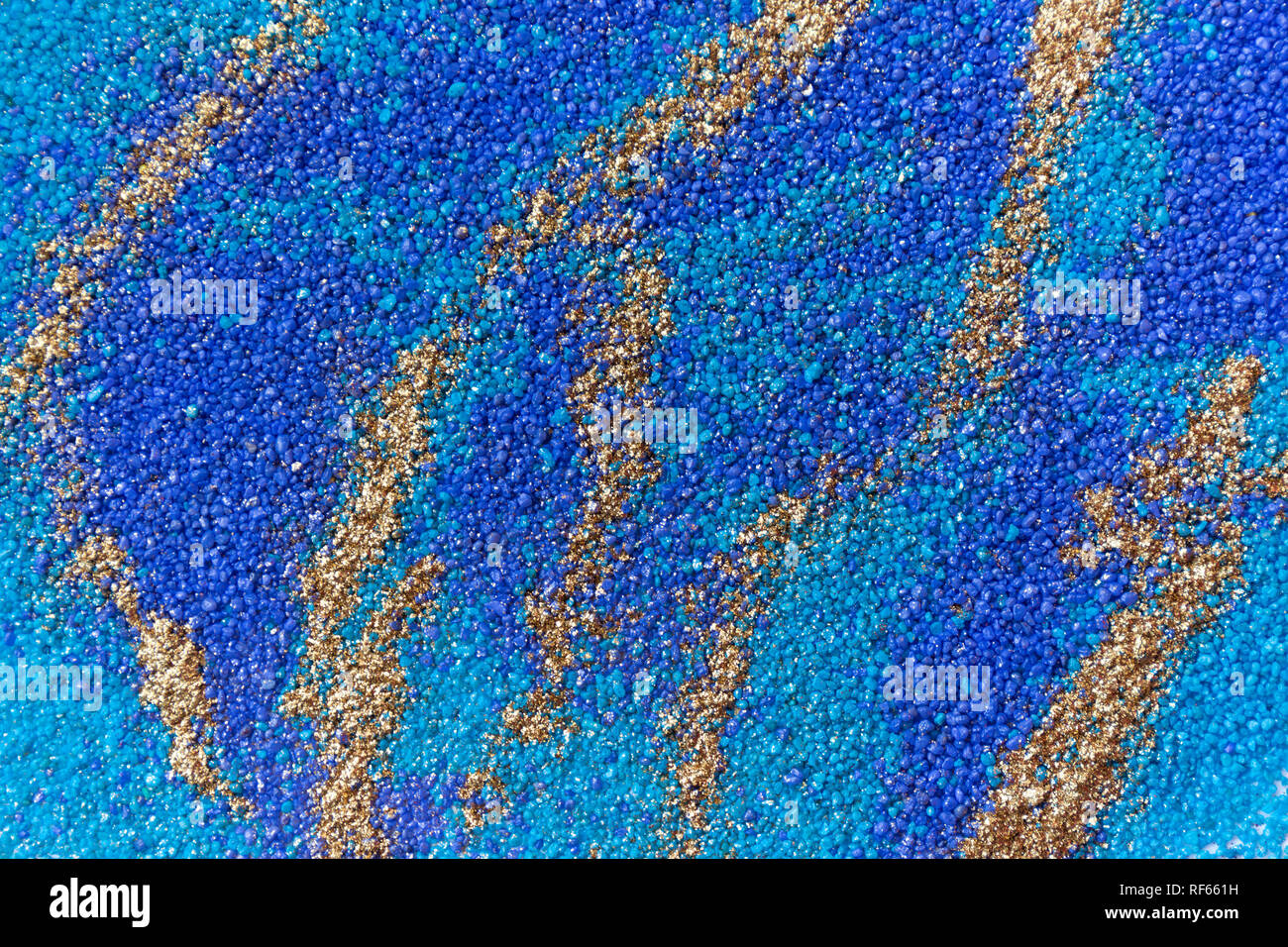 Layered colorful sand pattern. Marble style background. Blue and gold ...