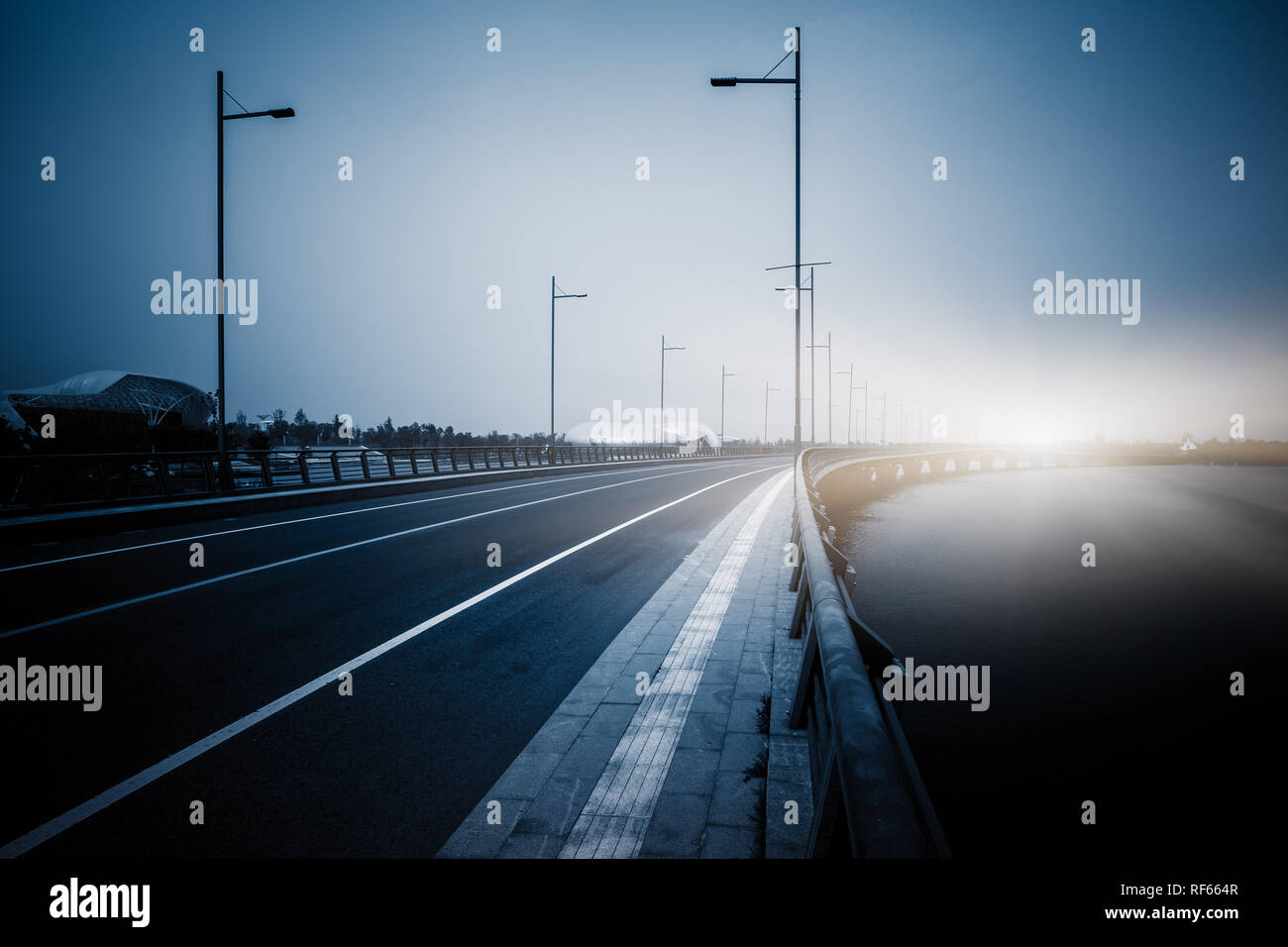 empty highway, blue toned images Stock Photo - Alamy