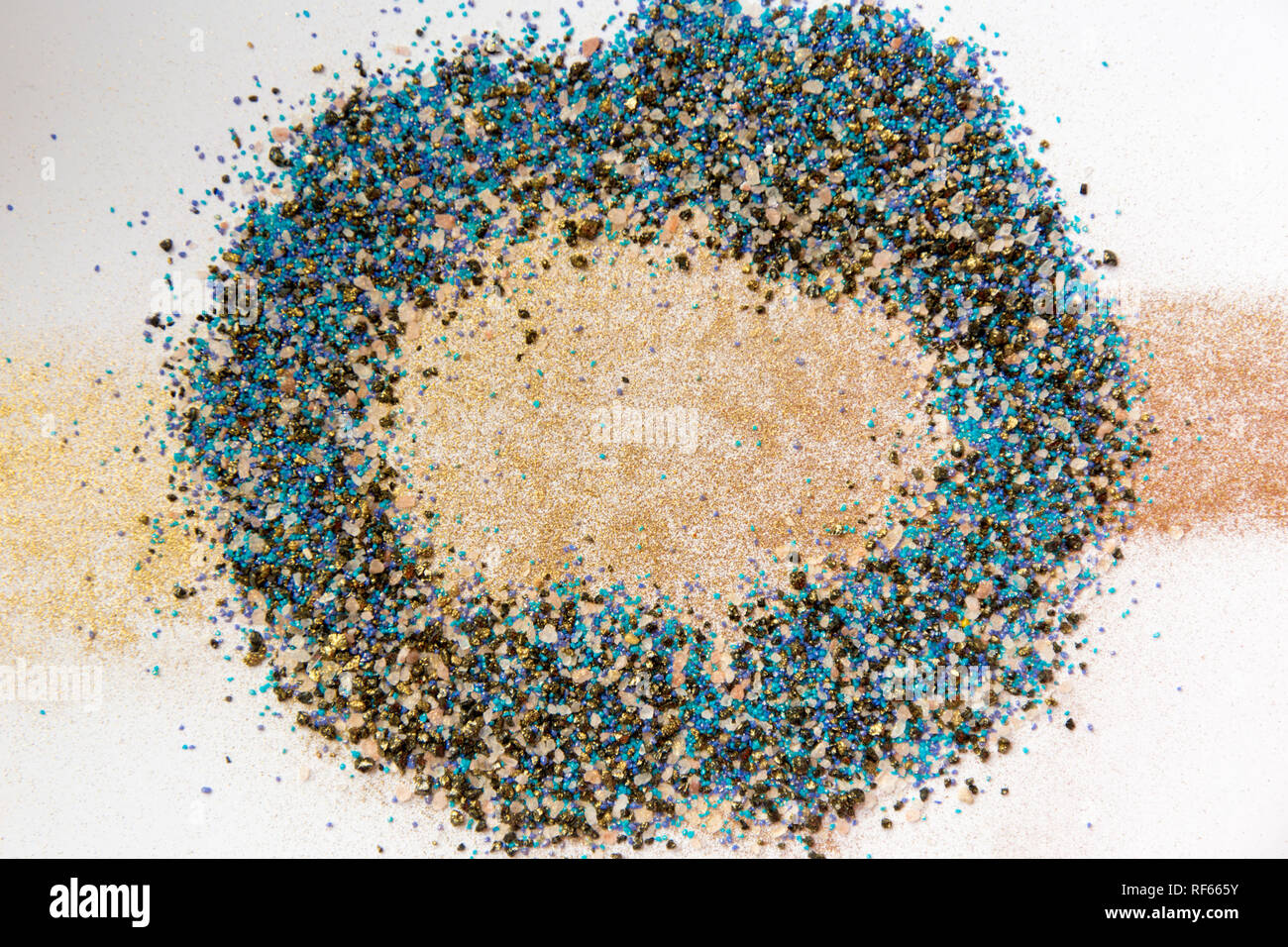 Layered colorful sand pattern. Marble style background. Blue and gold ...