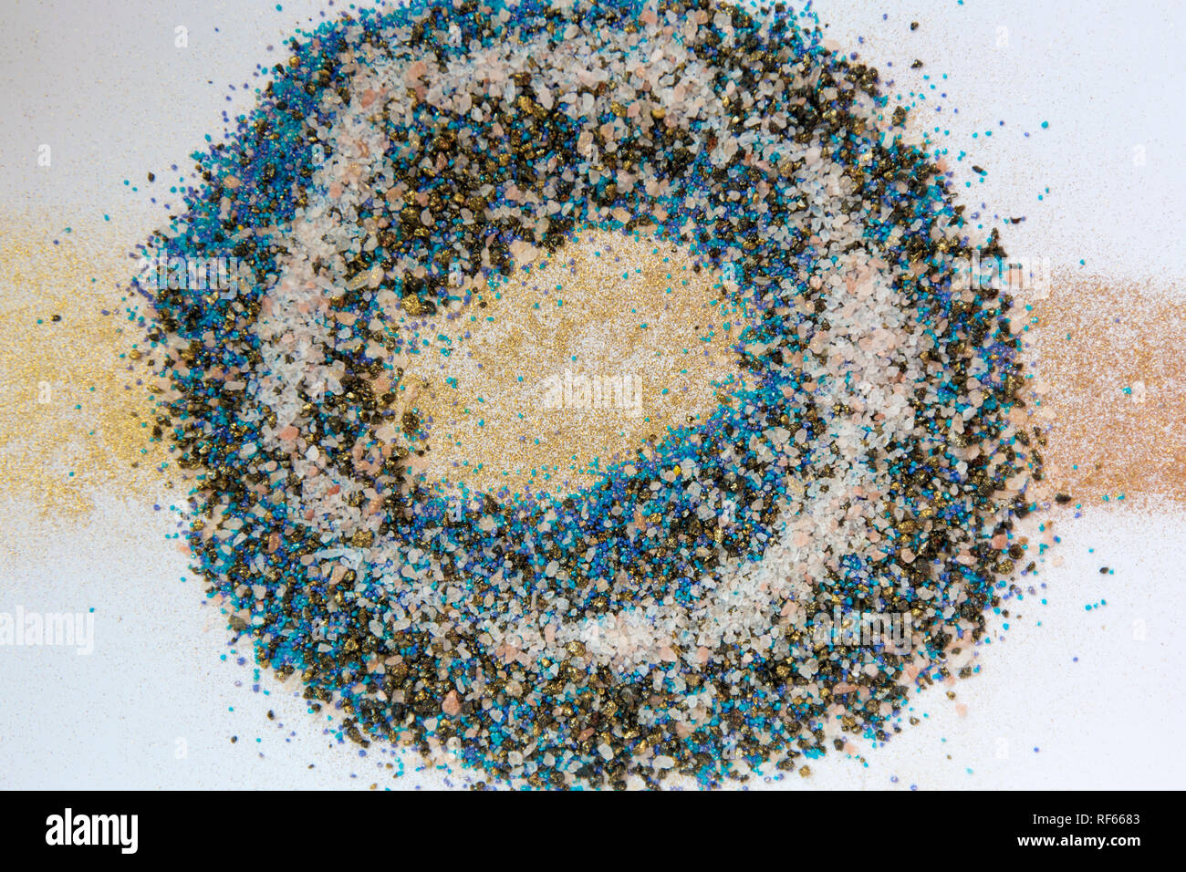 Layered colorful sand pattern. Marble style background. Blue and gold ...
