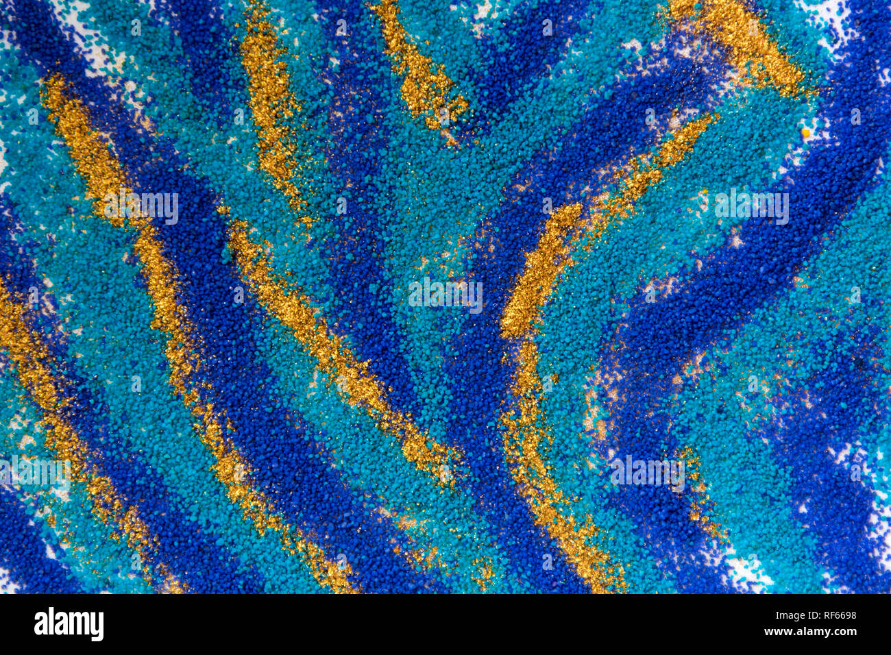 Layered colorful sand pattern. Marble style background. Blue and gold ...