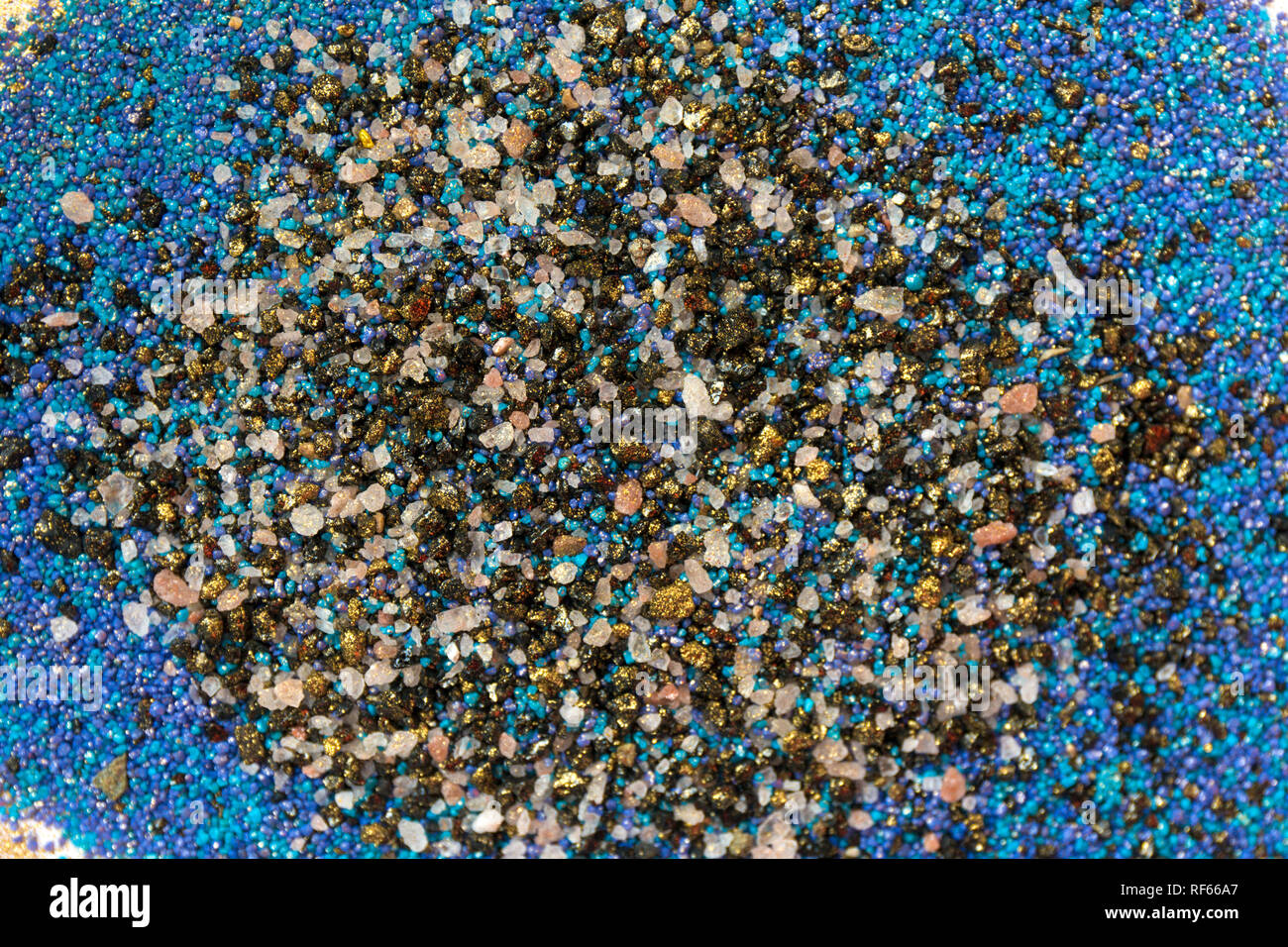 Layered colorful sand pattern. Marble style background. Blue and gold ...
