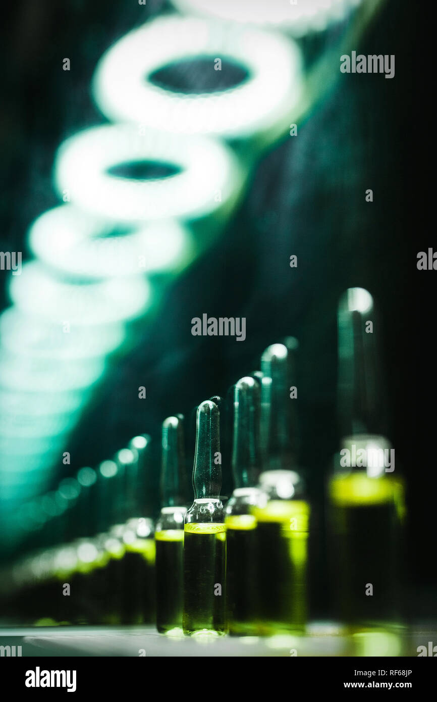 concept of development of the production of medical products. Bright ...