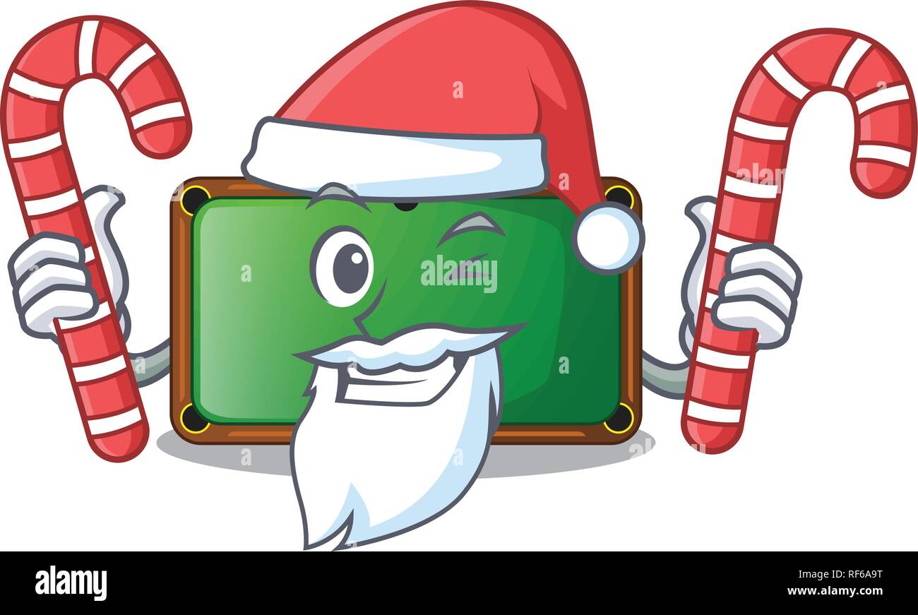 Santa with candy shape billiard table on wooden cartoon Stock Vector ...