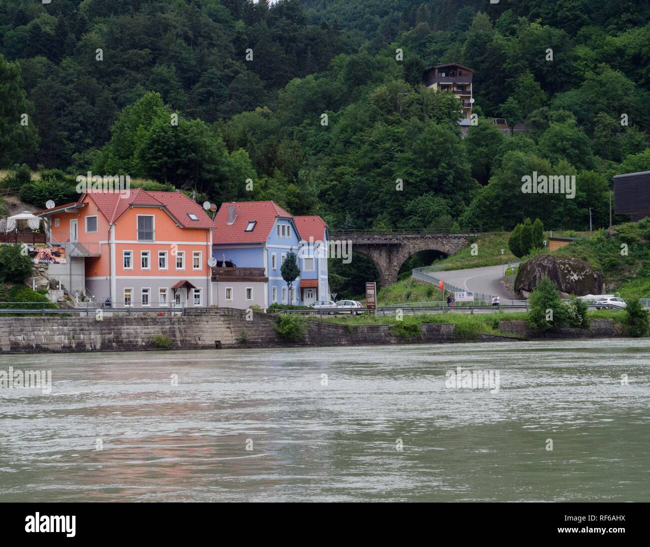 The countryside along the Danube river in Austria as viewed from the ...