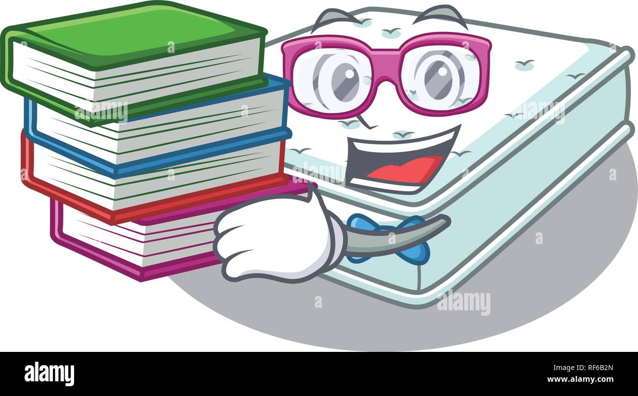 Student with book mattress in cartoon on the shape Stock Vector Image ...