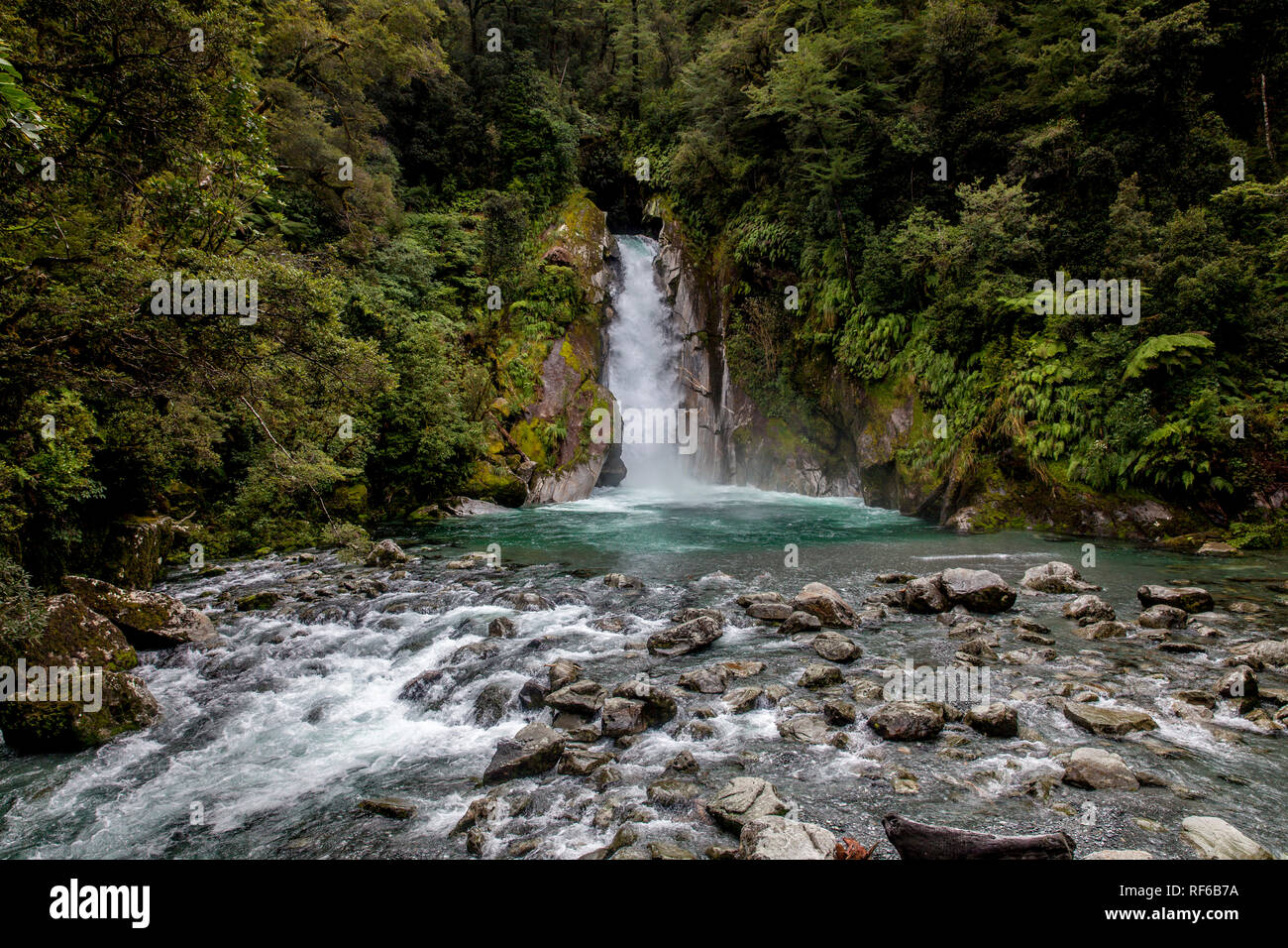 Waterfall in Milford Sound New Zealand Stock Photo - Alamy