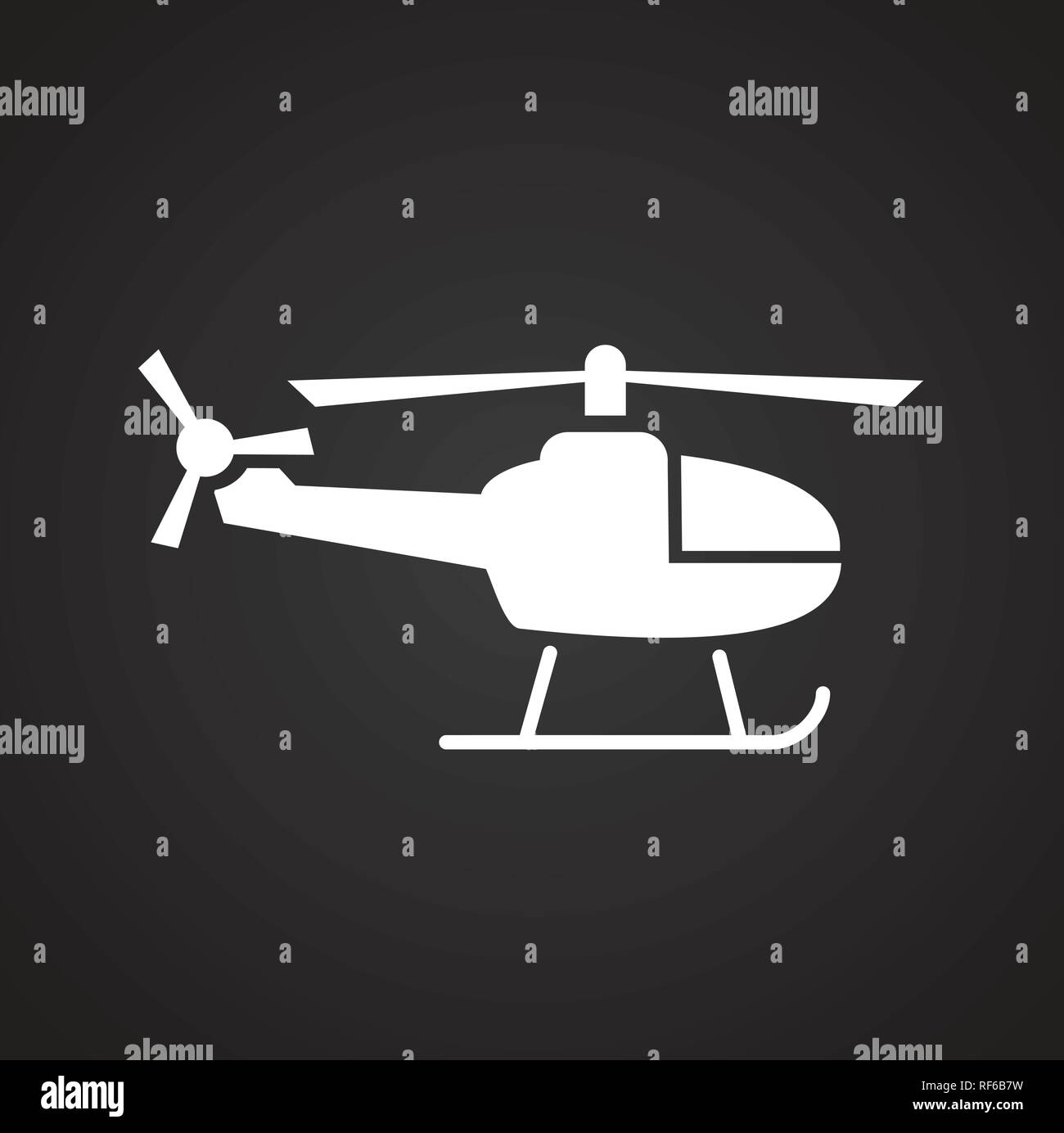Helicopter icon on black background for graphic and web design, Modern ...