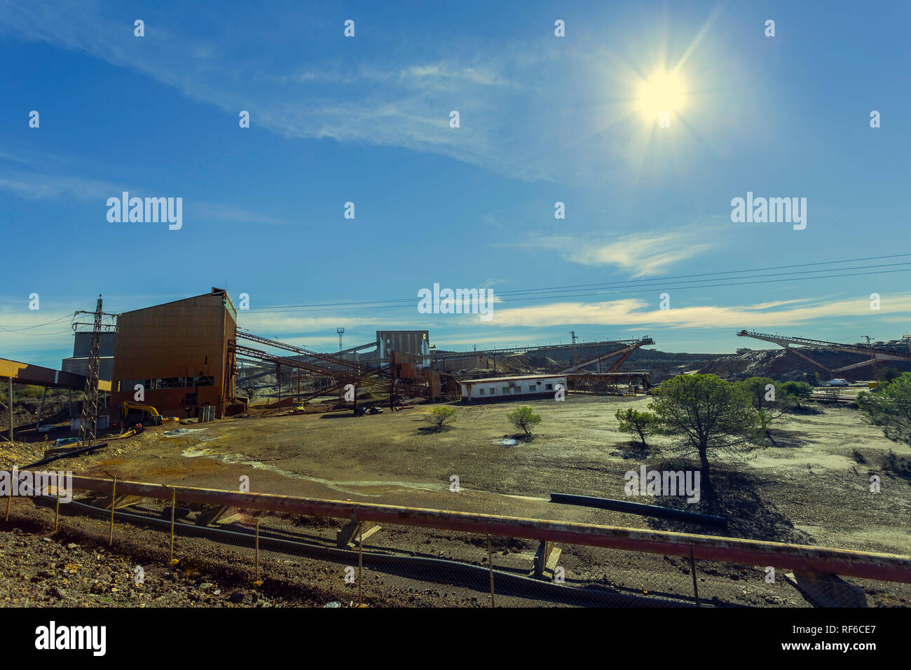 Complex of mine buildings of a old mining enterprise in Riotinto with ...
