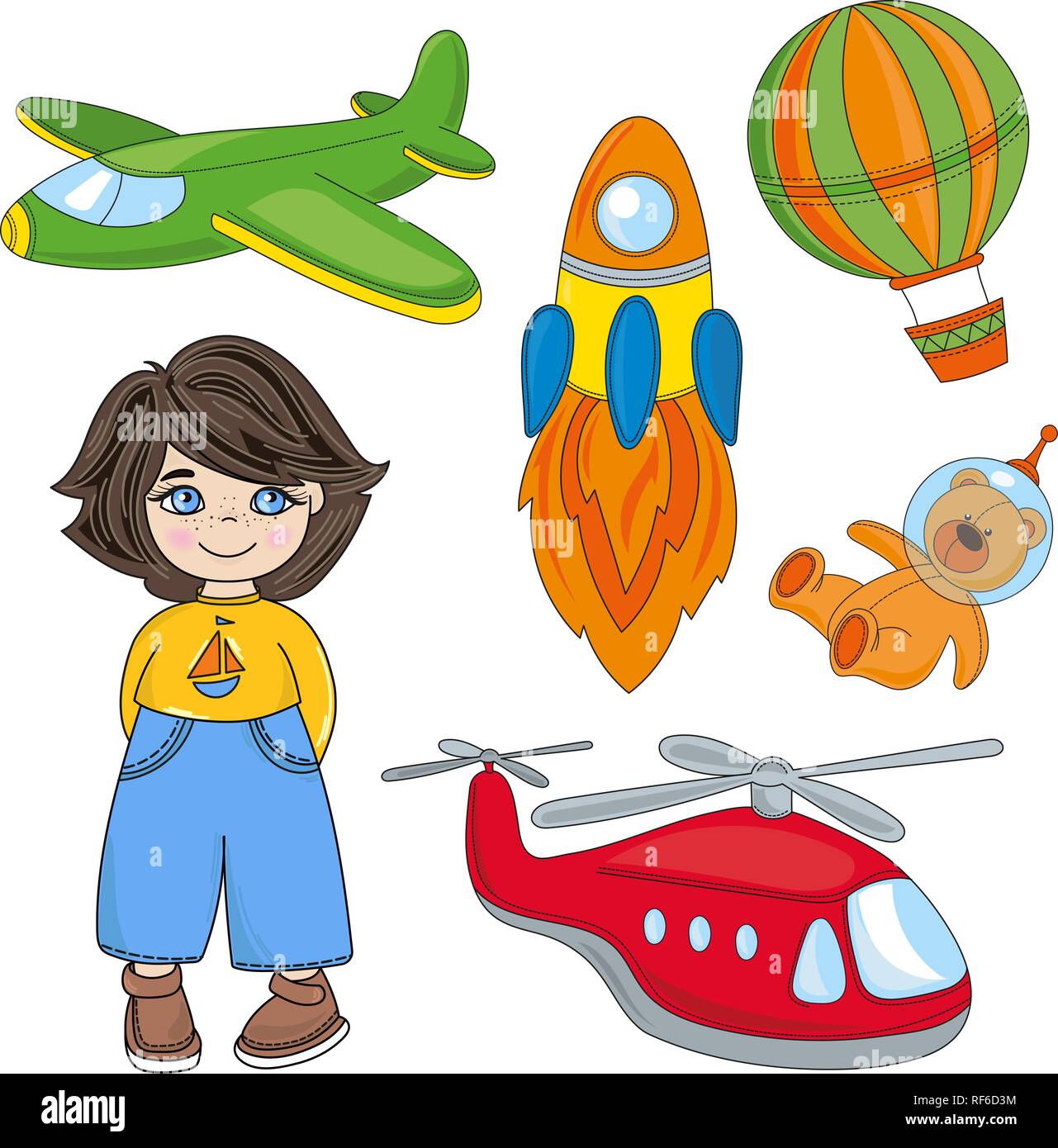 BOY DREAM Children Game Cartoon Vector Illustration Set for Print ...