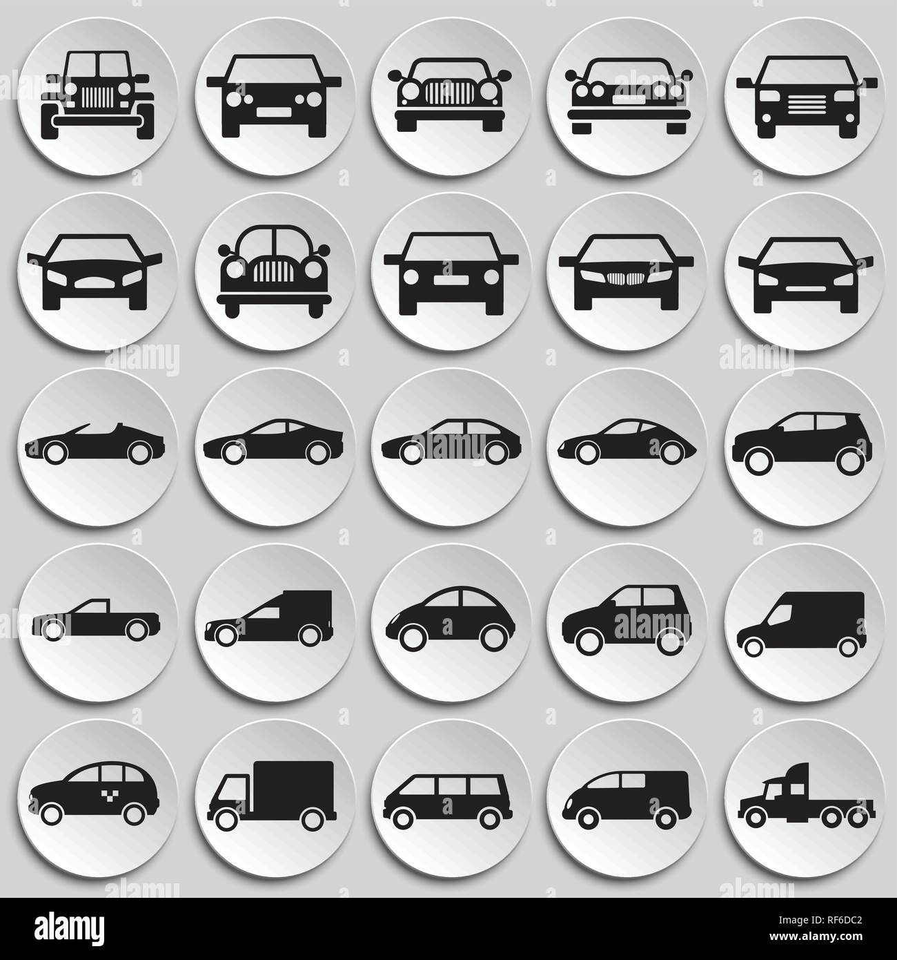 Automobile icons set on plates background for graphic and web design ...