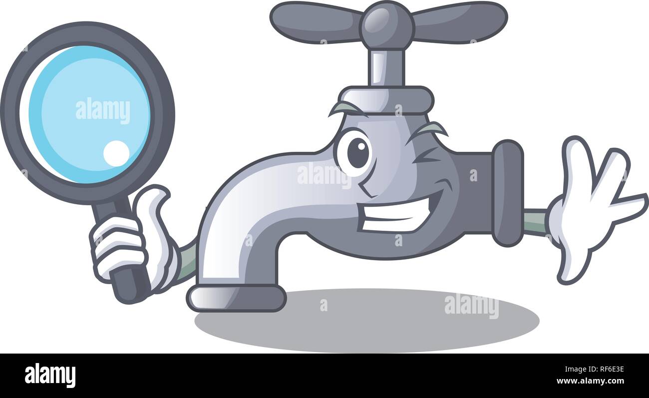 Detective water tap installed in cartoon bathroom Stock Vector Image ...