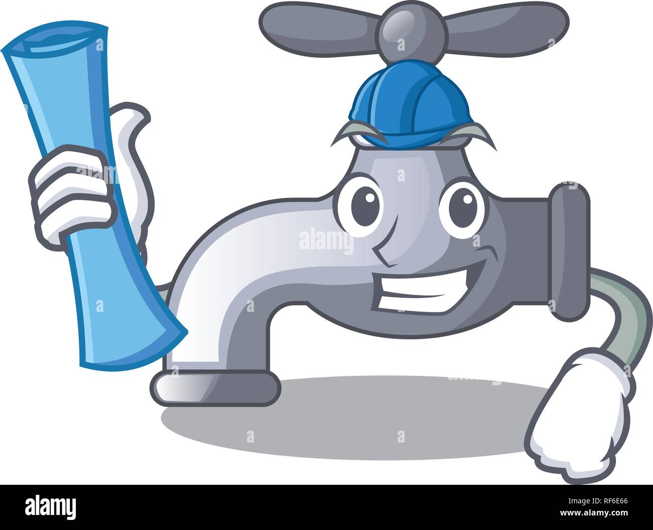 Architect water tap installed in cartoon bathroom Stock Vector Image ...