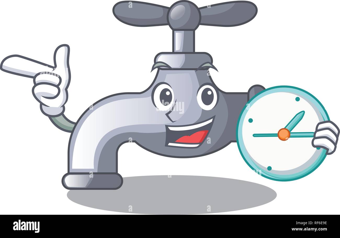 With clock water tap installed in cartoon bathroom Stock Vector Image ...