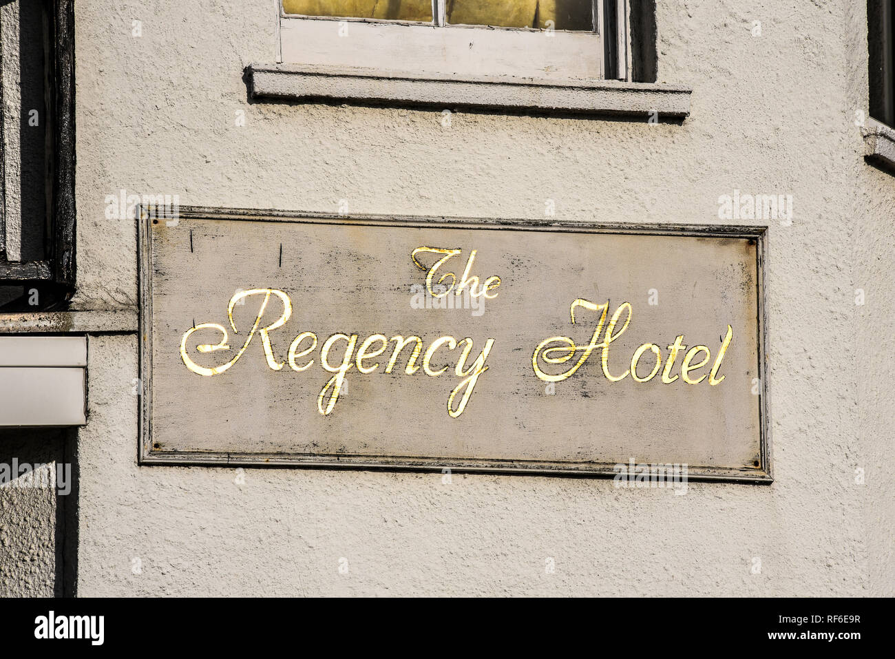 The Regency Hotel, tatty decaying sign. Early Southend on Sea, Essex ...