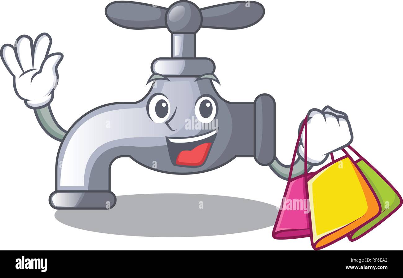 Shopping water tap installed in cartoon bathroom Stock Vector Image ...