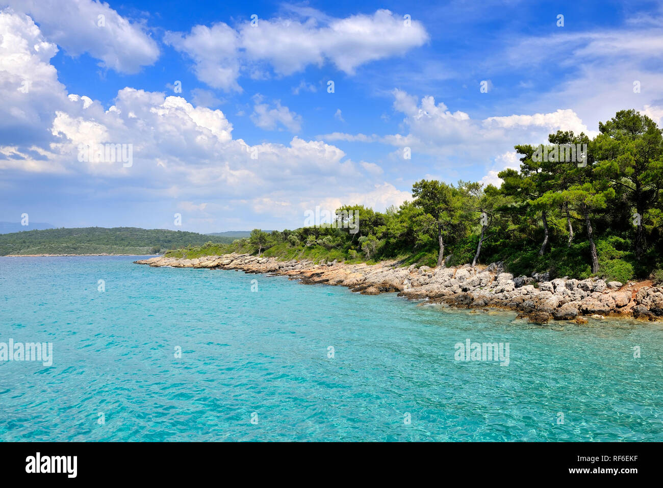 Beautiful seascape with rocky islands. Aegean sea. Turkey Stock Photo ...