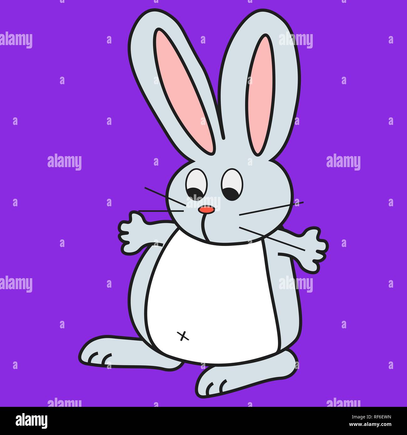 Bunny in cartoon style. On color background, vector illustration Stock ...