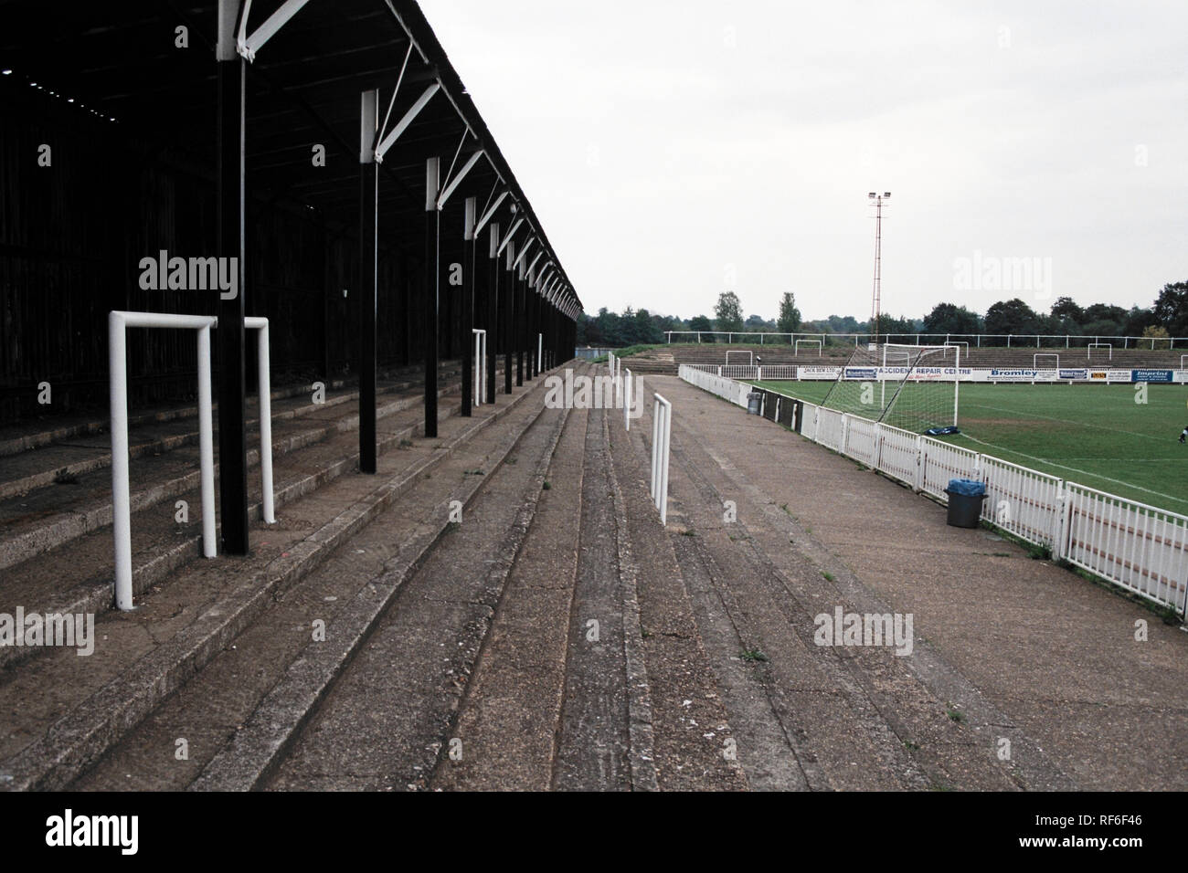 Covered terracing at Bromley FC Football Ground, Hayes Lane, Bromley ...