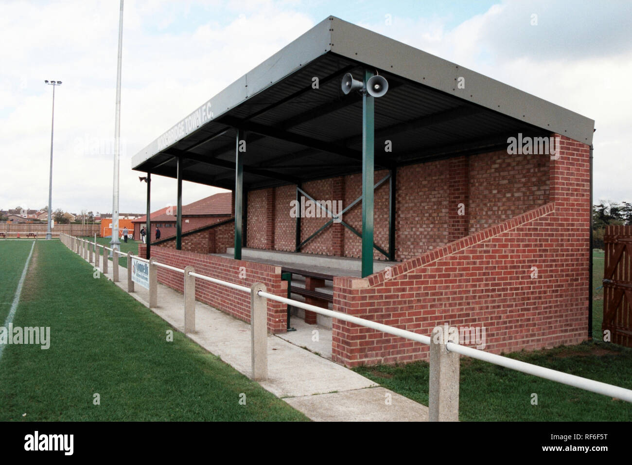 The main stand at Woodbridge Town FC Football Ground, Notcutts Park ...